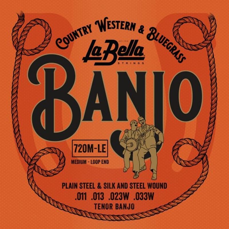 La Bella 720M-LE Tenor Banjo, Silk & Steel, Medium, Loop-Ends fra La ...